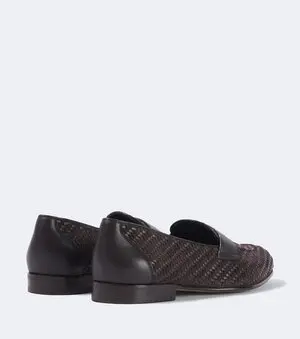 Brioni Appia Leather And Suede Loafers