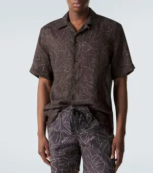 Brioni Printed Linen Bowling Shirt