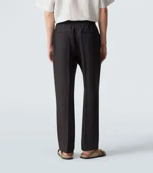 Brioni Linen Straight-leg Trousers - Brown