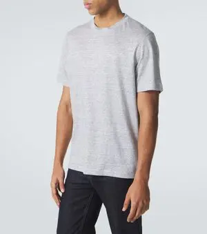 Brioni Striped Linen And Cotton T-shirt