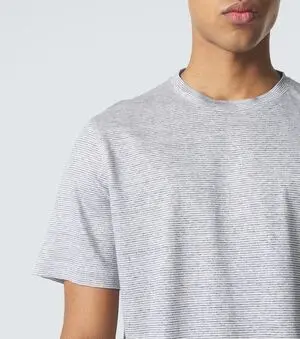 Brioni Striped Linen And Cotton T-shirt