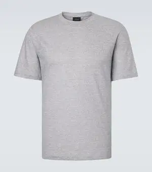 Brioni Striped Linen And Cotton T-shirt - Blue