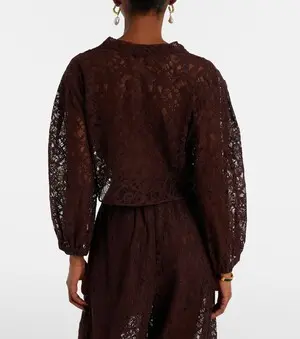 ADRIANA DEGREAS Cotton-blend Lace Crop Top