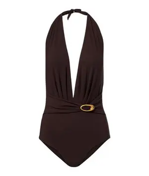 KARLA COLLETTO Embellished One-piece Swimsuit - Brown