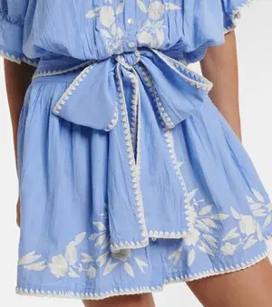 JULIET DUNN Embroidered Cotton Chambray Mini Dress