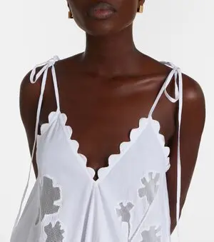 JULIET DUNN Embroidered Scalloped Cotton Midi Dress - White