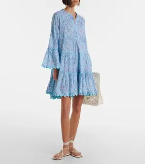 JULIET DUNN Floral Scalloped Cotton Minidress