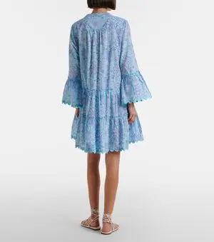 JULIET DUNN Floral Scalloped Cotton Minidress