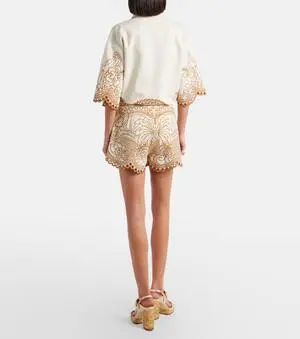 Zimmermann Como Embroidered Cotton Shorts