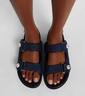JIMMY CHOO Fayence Raffia-effect Sandals - Blue