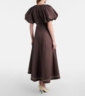 ALEMAIS Alémais Puff-sleeve Cotton Maxi Dress