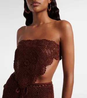 Anna Kosturova Crochet Cotton Crop Top - Brown