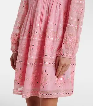 JULIET DUNN Embellished Cotton Minidress