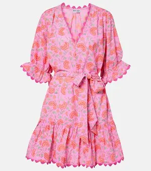 JULIET DUNN Floral Scalloped Cotton Minidress