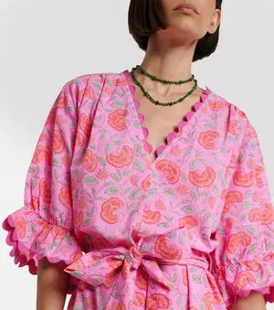 JULIET DUNN Floral Scalloped Cotton Minidress