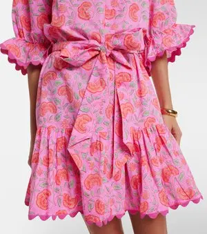 JULIET DUNN Floral Scalloped Cotton Minidress