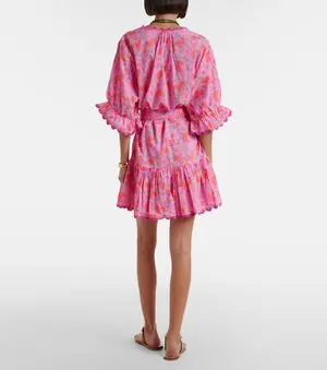 JULIET DUNN Floral Scalloped Cotton Minidress
