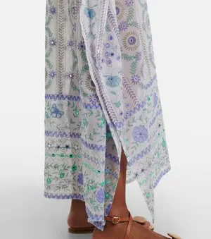 JULIET DUNN Embellished Floral Cotton Kaftan
