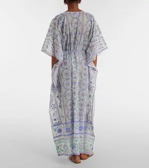 JULIET DUNN Embellished Floral Cotton Kaftan