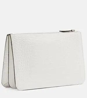 TOTEME Threefold Croc-effect Leather Clutch - White