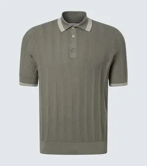Brunello Cucinelli Ribbed-knit Cotton Polo Shirt - Green