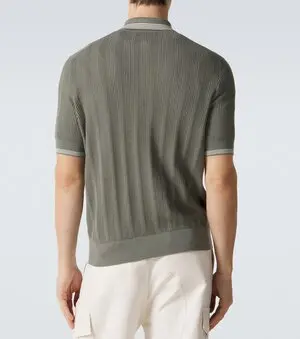 Brunello Cucinelli Ribbed-knit Cotton Polo Shirt - Green