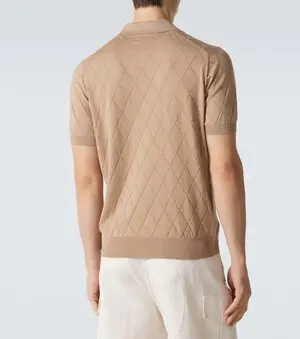 Brunello Cucinelli Argyle Cotton Polo Shirt - Beige
