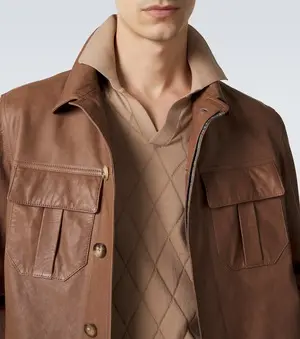 Brunello Cucinelli Argyle Cotton Polo Shirt - Beige