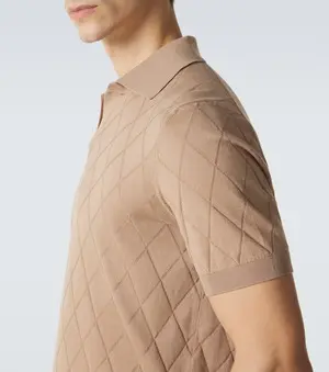 Brunello Cucinelli Argyle Cotton Polo Shirt - Beige