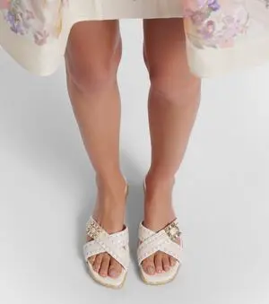 ROGER VIVIER Espa Embellished Leather Mules