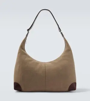 Brunello Cucinelli Leather-trimmed Canvas Shoulder Bag - Brown