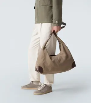Brunello Cucinelli Leather-trimmed Canvas Shoulder Bag - Brown