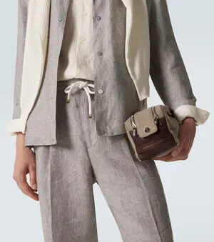 Brunello Cucinelli Leather-trimmed Toiletry Bag - Brown
