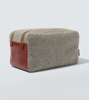 Brunello Cucinelli Leather-trimmed Toiletry Bag - Grey