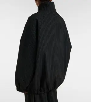 THE FRANKIE SHOP Baxter Oversized Pinstripe Blouson Jacket - Black