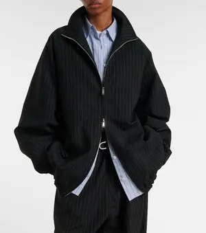 THE FRANKIE SHOP Baxter Oversized Pinstripe Blouson Jacket - Black