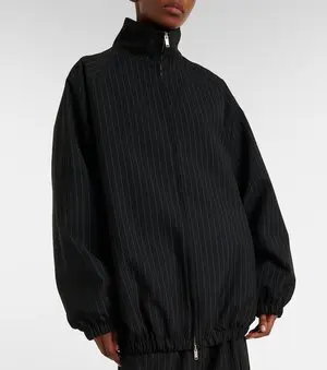 THE FRANKIE SHOP Baxter Oversized Pinstripe Blouson Jacket - Black