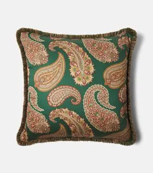 Etro Hoa Paisley Cotton Cushion - Green