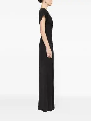 NISSA Short-sleeve Notched Neck Top With Draped Front