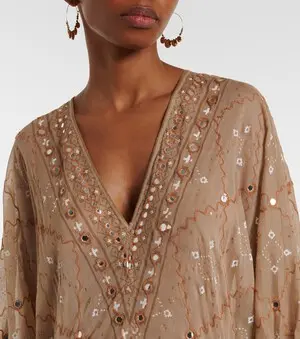 JULIET DUNN Embellished Cotton Maxi Dress