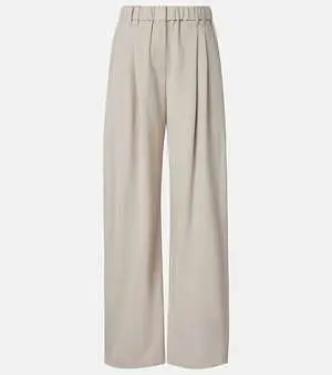 Brunello Cucinelli Monili Wool-blend Wide-leg Pants