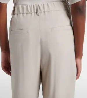 Brunello Cucinelli Monili Wool-blend Wide-leg Pants