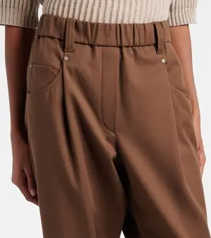Brunello Cucinelli Monili Straight Leg Cotton-blend Pants - Brown