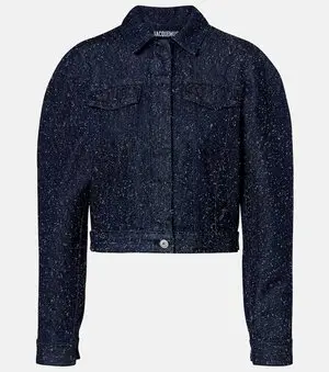 Jacquemus Ovalo De-nimes Embroidered Denim Jacket - Blue