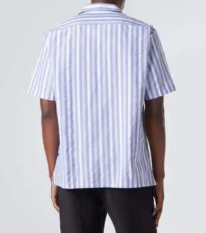 Brioni Striped Cotton Poplin Bowling Shirt