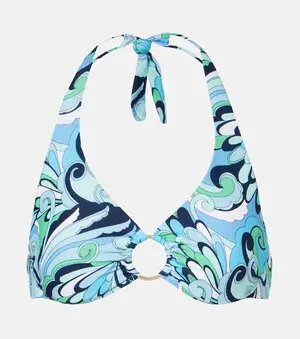Melissa Odabash Brussels Printed Ring-detail Bikini Top - Blue