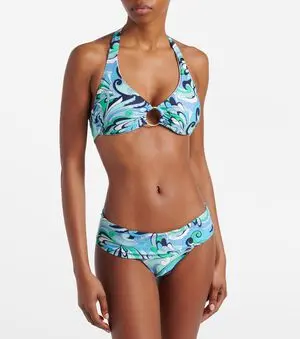 Melissa Odabash Brussels Printed Ring-detail Bikini Top - Blue
