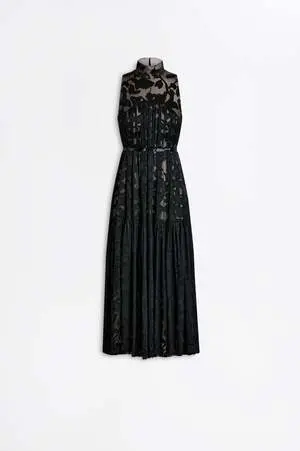 Scanlan Theodore Silk Burnout Satin Dress Black
