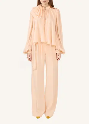Aiste Hong Wide Leg Pleated Trousers - Peach