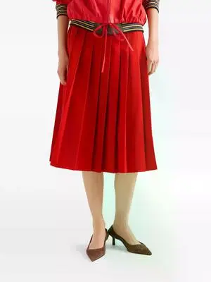Prada Pleated Gabardine Midi Skirt